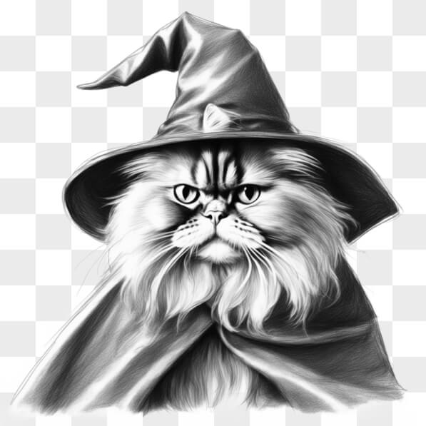 Download Persian Cat Wizard Sketches Online - Creative Fabrica