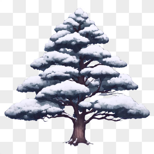 Download Stylized Snow-Covered Tree Cartoons Online - Creative Fabrica