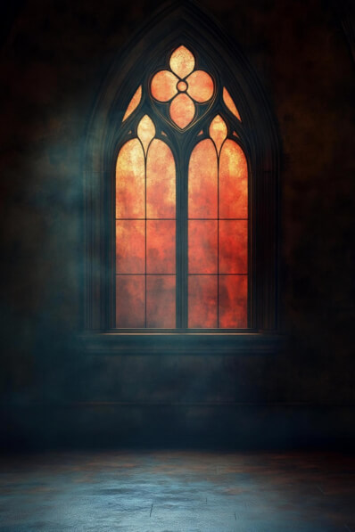 Download Gothic Stained Glass Window in Dimly Lit Room Backgrounds ...