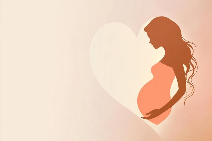 Download Pregnant Woman Silhouette with Heart Background Backgrounds ...