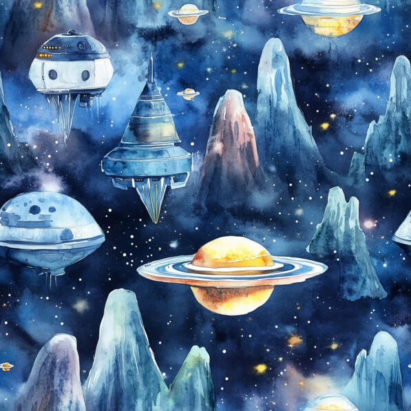 Download Whimsical Outer Space Scene with Spacecraft Patterns Online ...