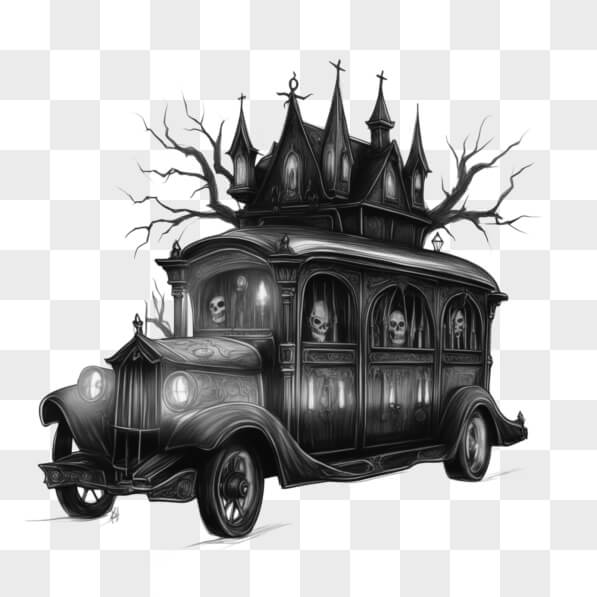 Download Haunted Hearse with Gothic Architecture Sketches Online ...