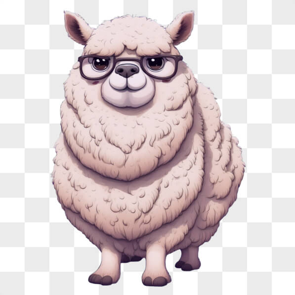 Download Cartoon Alpaca with Glasses Cartoons Online - Creative Fabrica