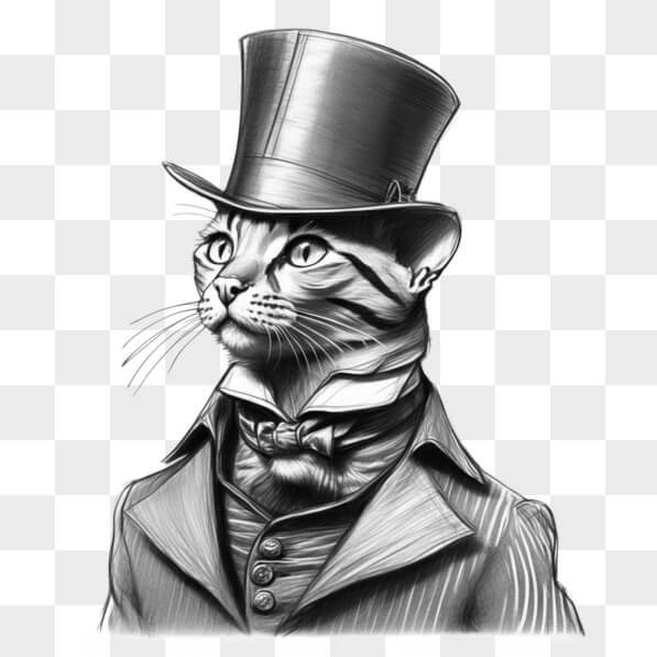 Download Dapper Cat in Formal Attire Sketches Online - Creative Fabrica