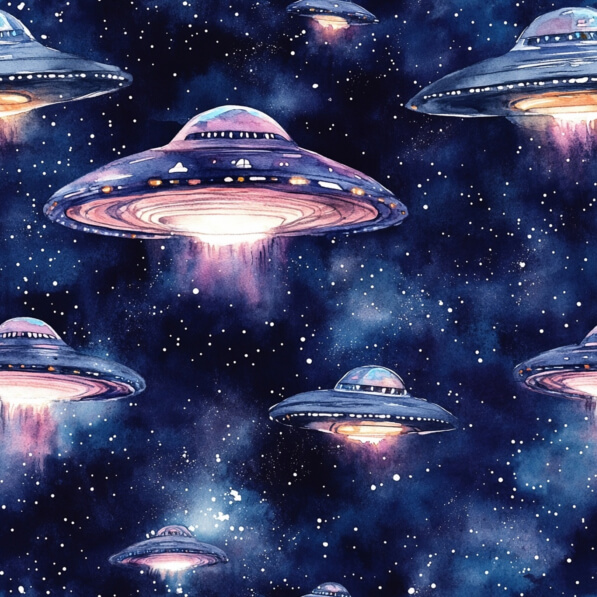 Download UFOs in a Cosmic Landscape Patterns Online - Creative Fabrica