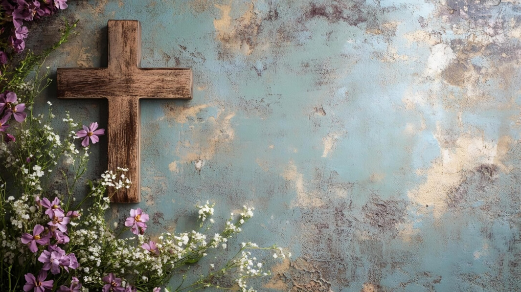 Download Rustic Wooden Cross with Flowers Backgrounds Online - Creative ...