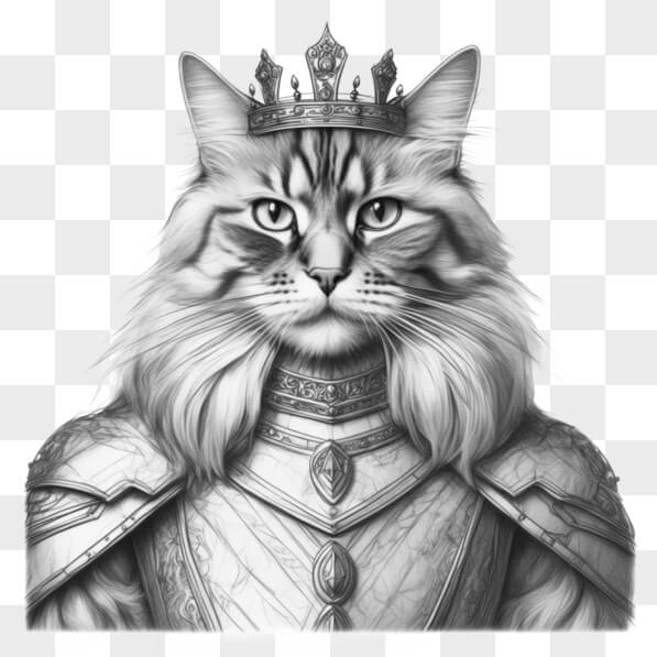 Download Regal Cat in Armor Sketches Online - Creative Fabrica