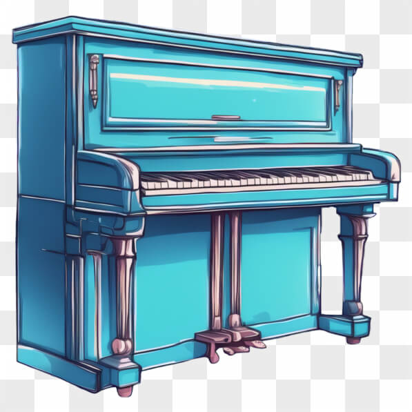 Download Vintage Turquoise Upright Piano Cartoons Online - Creative Fabrica