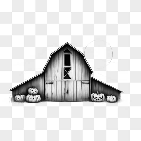 Download Halloween Barn with Pumpkins Sketches Online - Creative Fabrica