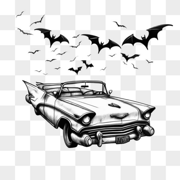 Download Vintage Convertible Car Surrounded by Bats Sketches Online ...