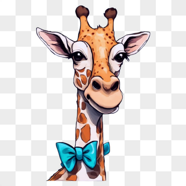 Download Cheerful Giraffe with Turquoise Bow Tie Cartoons Online ...
