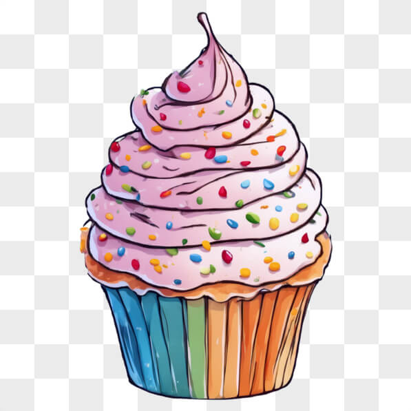 Download Colorful Cupcake with Pink Frosting and Sprinkles Cartoons ...