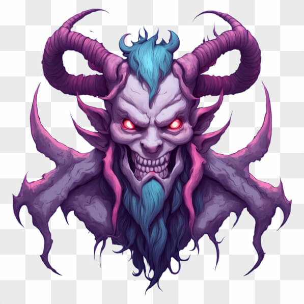 Download Demonic Figure with Horns and Sinister Expression Cartoons ...