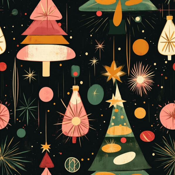 Download Colorful Christmas Pattern with Trees and Ornaments Patterns ...