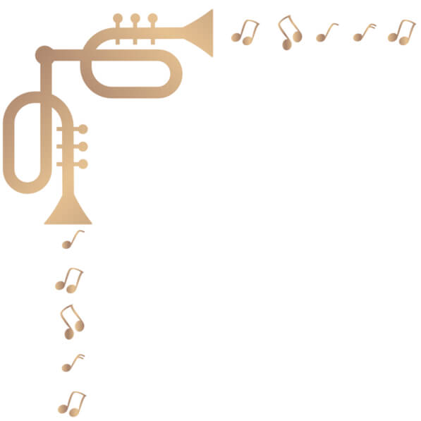 Download Stylized Musical Design with Trumpets and Notes Borders ...