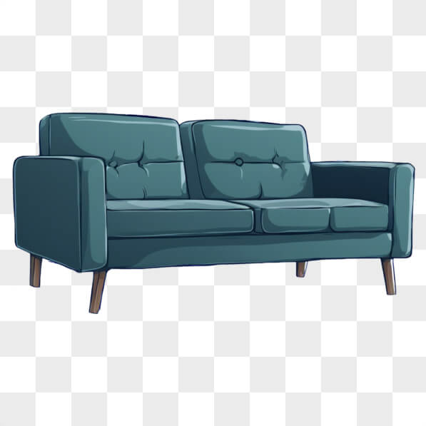 Download Modern Two-Seater Sofa in Teal Fabric Cartoons Online ...