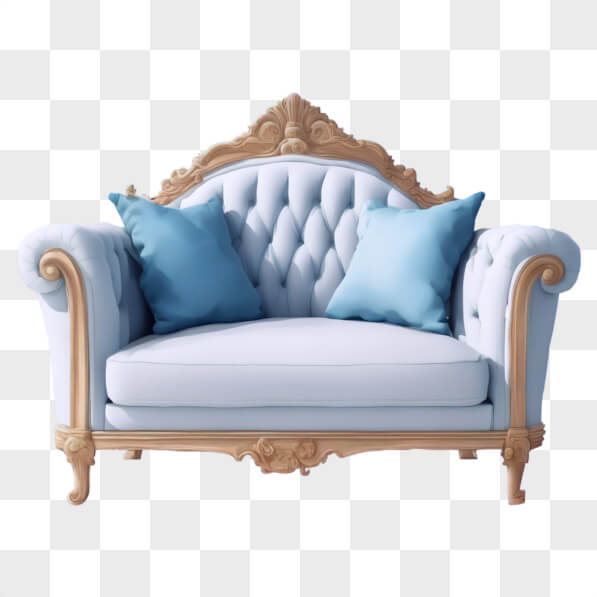 Download Elegant Two-Seater Sofa with Blue Cushions Cartoons Online ...