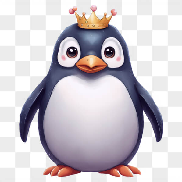 Download Cartoon Penguin with Crown Cartoons Online - Creative Fabrica
