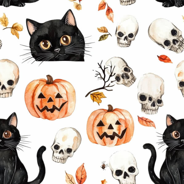 Download Halloween Themed Pattern with Black Cats and Pumpkins Patterns ...