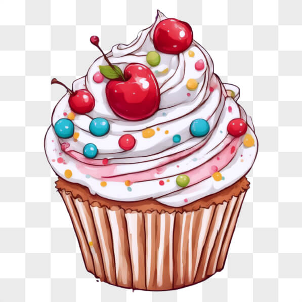 Download Colorful Cupcake with Frosting and Toppings Cartoons Online ...