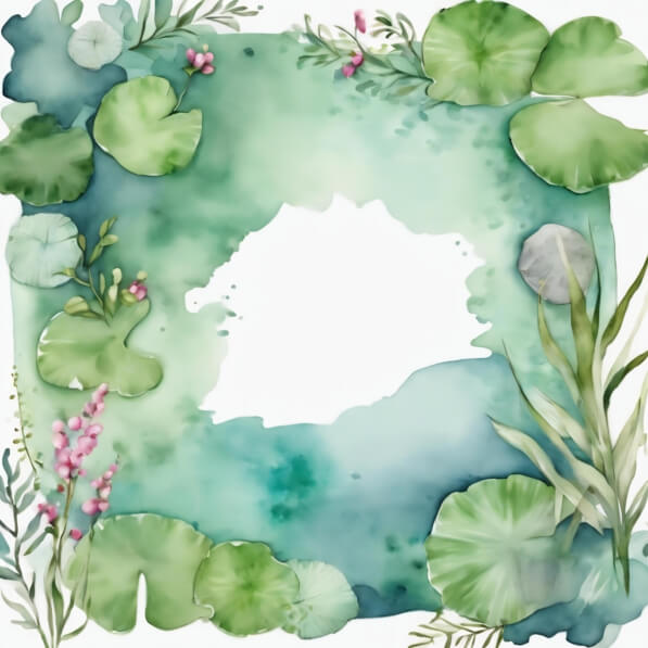Download Watercolor Lily Pad Frame Backgrounds Online - Creative Fabrica