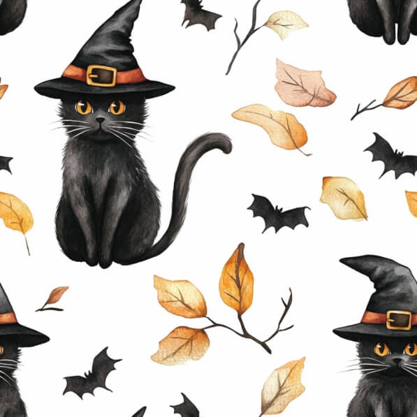 Download Whimsical Halloween Pattern with Cats and Bats Patterns Online ...