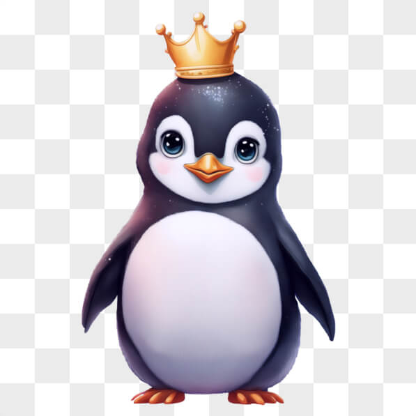 Download Cartoon Penguin with Crown Cartoons Online - Creative Fabrica