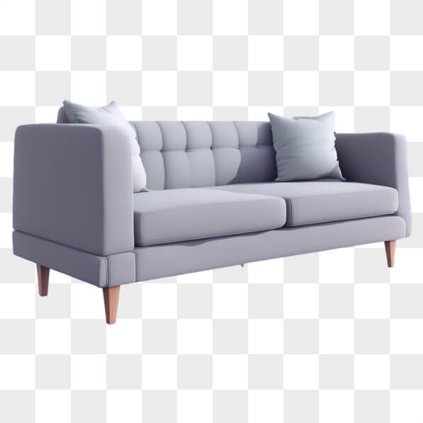 Download Modern Gray Sofa with Pillows Cartoons Online - Creative Fabrica
