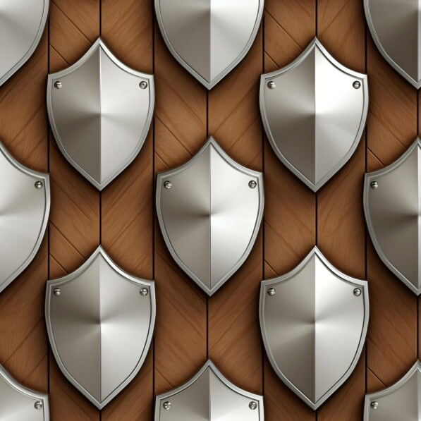Download Pattern of Metallic Shields on Wooden Background Patterns ...