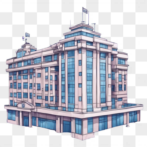 Download Modern Architectural Building with Glass Facade Cartoons ...