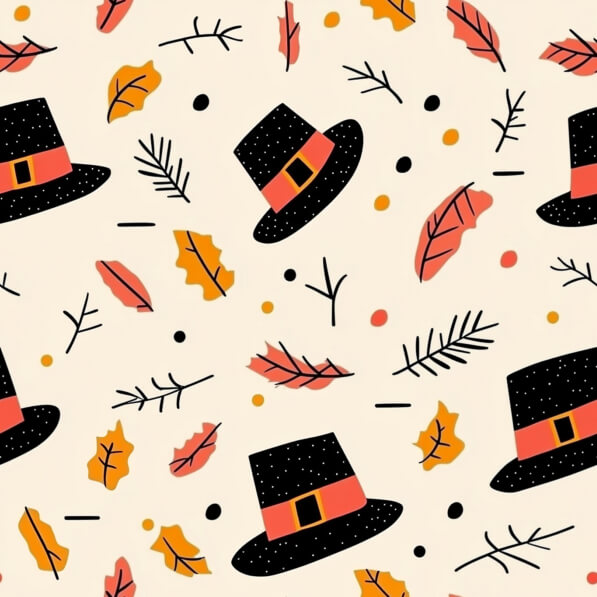 Download Whimsical Autumn Pattern with Hats and Leaves Patterns Online ...