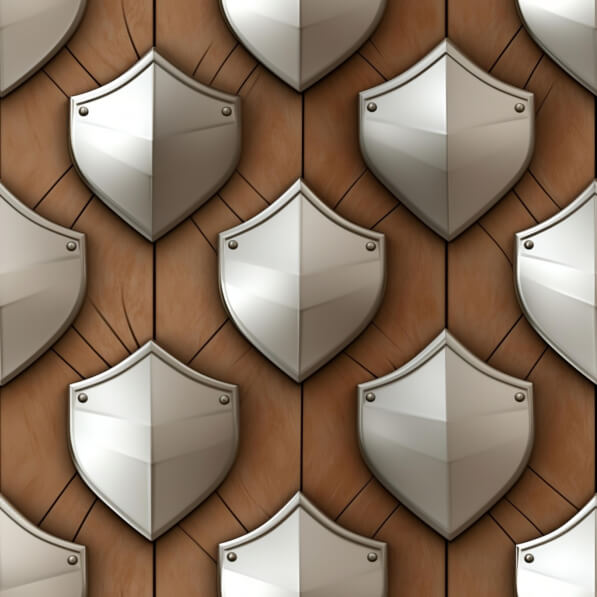 Download Pattern of Metallic Shields on Wooden Background Patterns ...