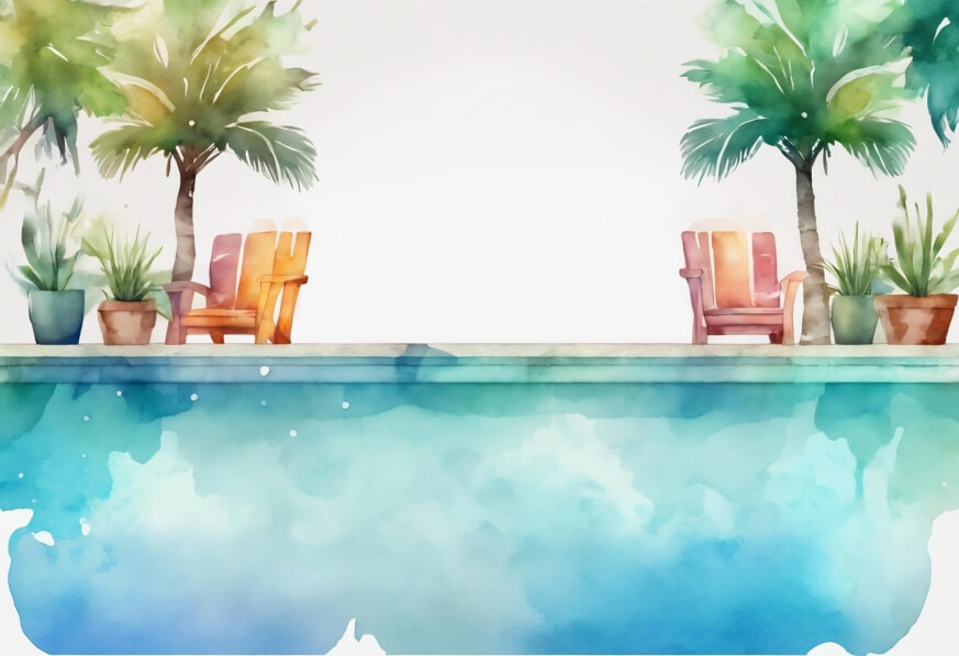 Download Serene Poolside Scene in Watercolor Backgrounds Online ...