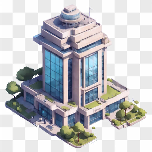 Download Modern Office Building with Glass Facade and Greenery Cartoons ...