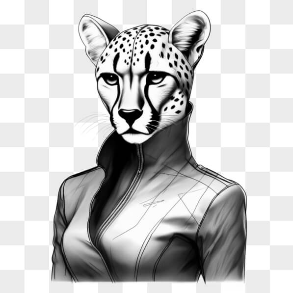 Download Stylized Cheetah Character in Jacket Sketches Online ...