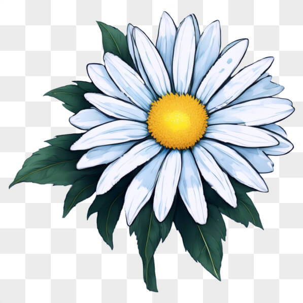 Download Illustrated Daisy Flower with Green Leaves Cartoons Online ...