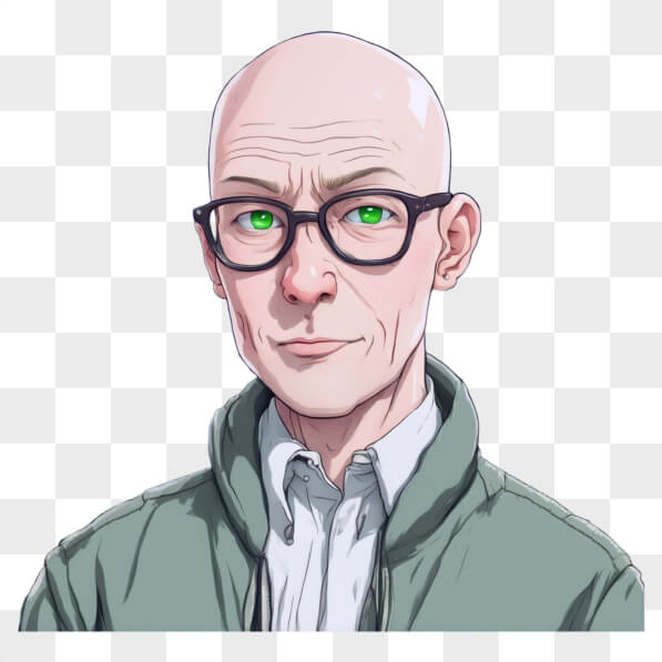 Baixe Retrato estilizado de um homem careca com olhos verdes Cartoons ...