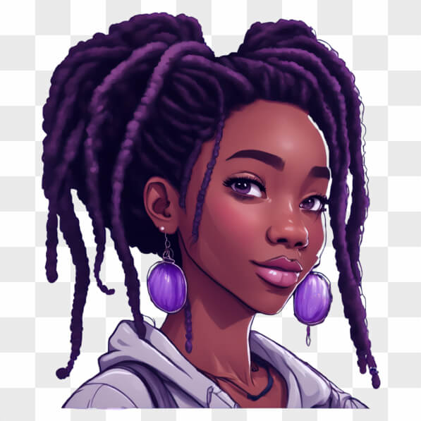 Download Portrait of a Young Woman with Purple Dreadlocks and Earrings ...