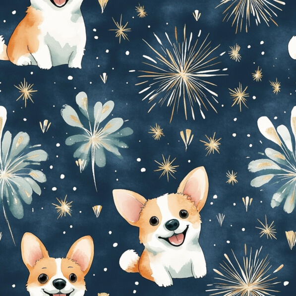 Download Cheerful Corgi Pattern with Floral Elements Patterns Online ...