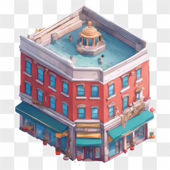 Download Charming Colorful Building with Rooftop Cartoons Online ...