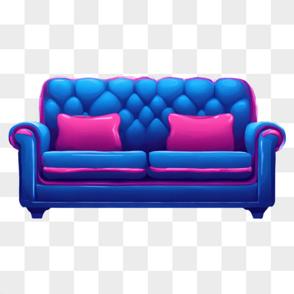 Download Modern Blue and Pink Couch Cartoons Online - Creative Fabrica