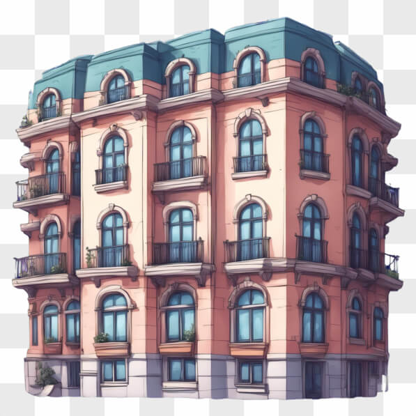Download Charming Architectural Building with Balconies Cartoons Online ...