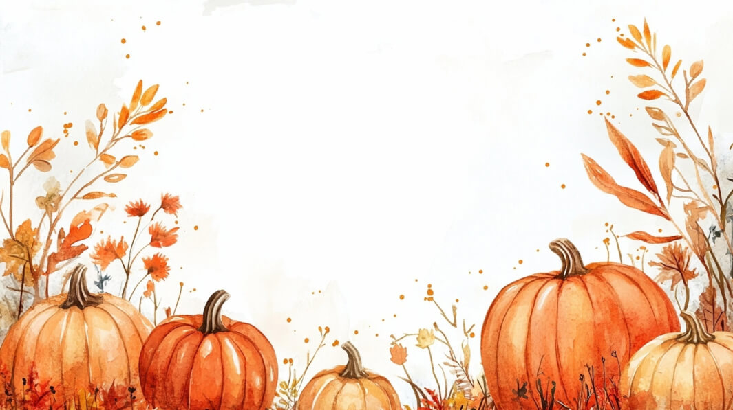 Download Watercolor Autumn Pumpkins and Foliage Backgrounds Online ...