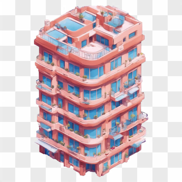 Download Modern Multi-Story Building with Rooftop Pools Cartoons Online ...