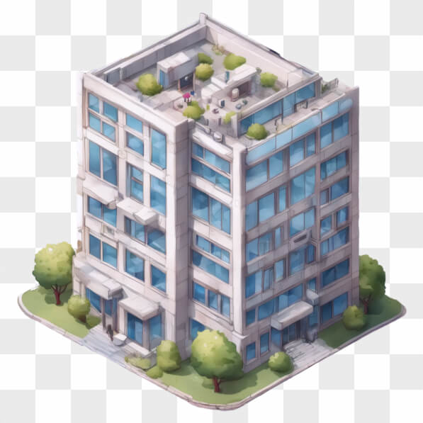 Download Modern Office Building with Rooftop Garden Cartoons Online ...
