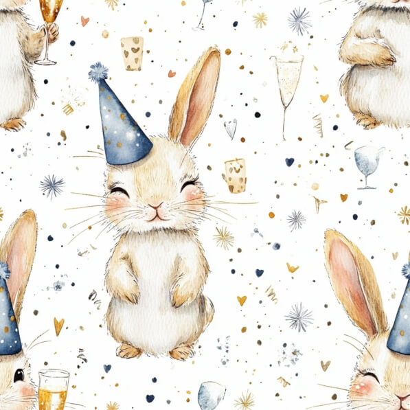 Download Whimsical Party Rabbits with Decorative Elements Patterns ...