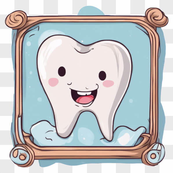Download Cheerful Cartoon Tooth in Frame Cartoons Online - Creative Fabrica