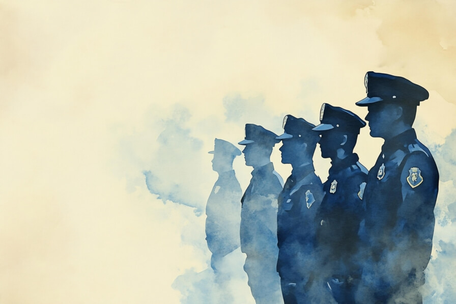 Download Lineup of Police Officers in Watercolor Style Backgrounds ...