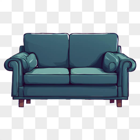 Download Cozy Teal Couch in Modern Interior Cartoons Online - Creative ...