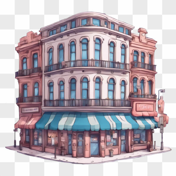 Download Charming Multi-Story Building with Balconies Cartoons Online ...